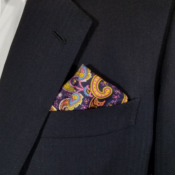 Accessories | New 2in1 Pouf Round Pocket Square Gold Paisley | Poshmark